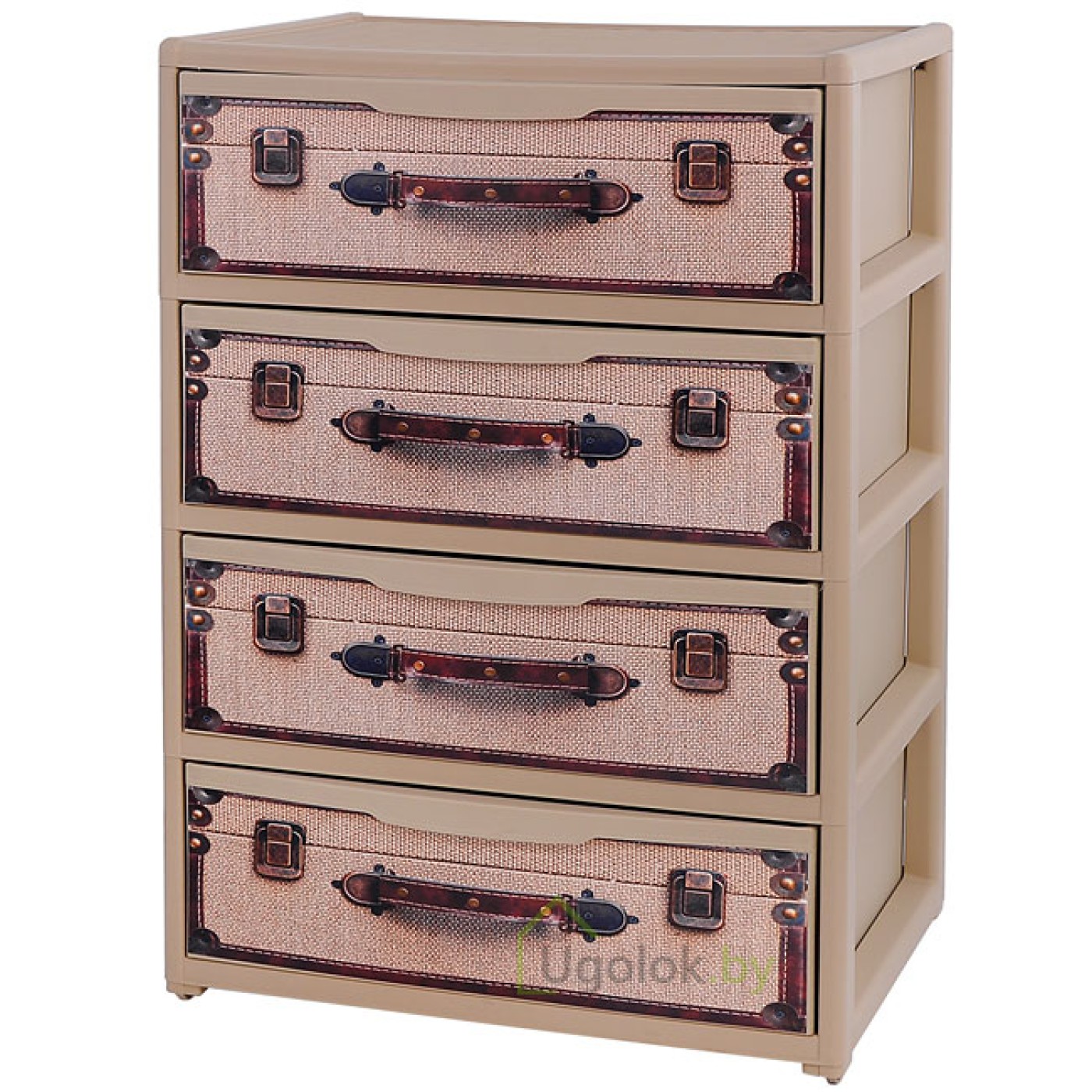 Комод пластиковый Эльфпласт Elegance с рисунком Чемоданы (бежевый) — купить по низкой цене ...