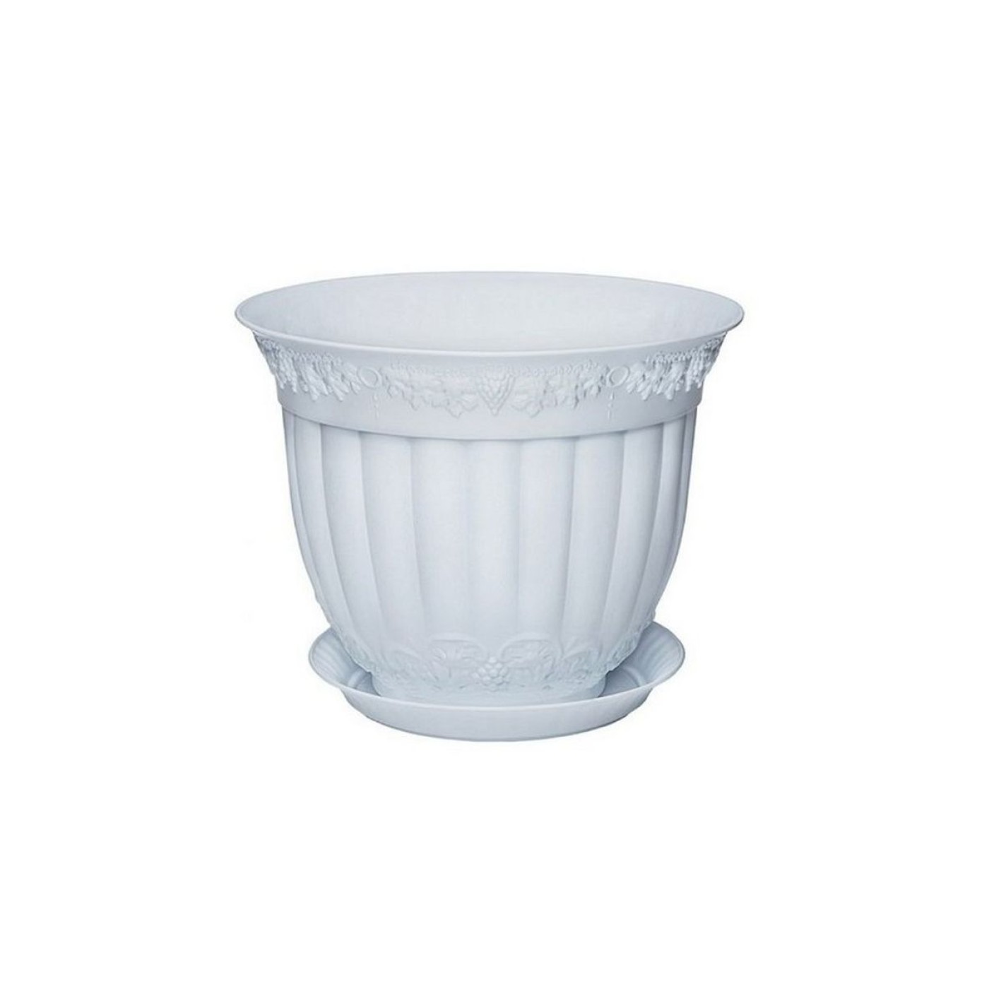 Кашпо "Флора" 1.1 л с поддоном (белый) — купить по низкой цене | Ugolok.by