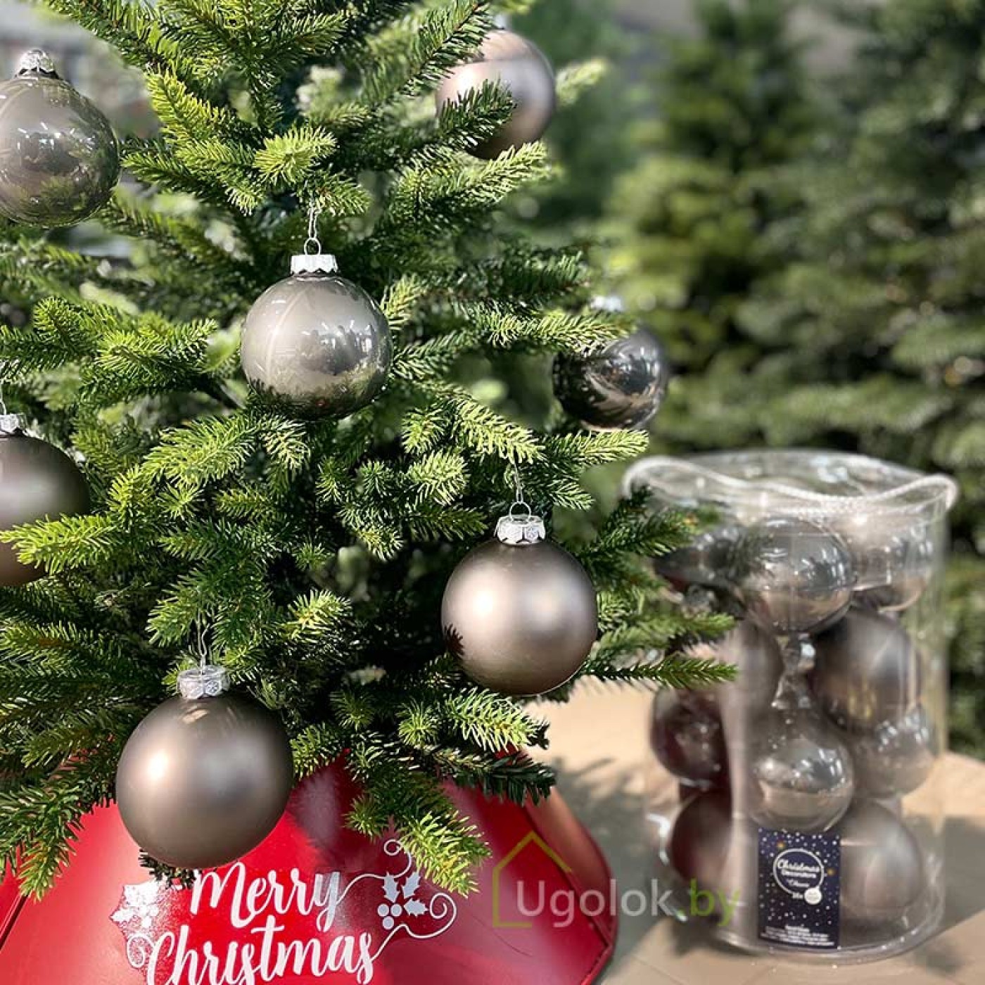 Набор елочных шаров Kaemingk 16 шт. 8 см теплый серый — купить по низкой цене | Ugolok.by